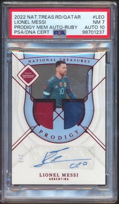 LIONEL MESSI 2022 National Treasures Ruby Prodigy GU Patch Auto /5 PSA ...