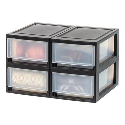 USA 6 Qt. Plastic Drawer Storage Organizer Stacking Drawers, 4-Pack ...