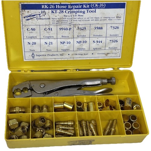 Superior RK-26 1/4" Hose Repair Kit Weldmark w/ C-5 Crimping Tool ...
