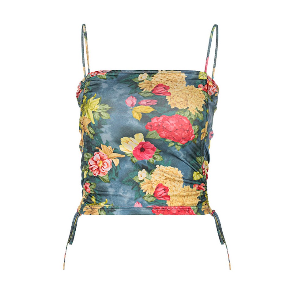 Y2k Bandage Halter Cop Top Women Floral Print Backless Camis Sleeveles ...