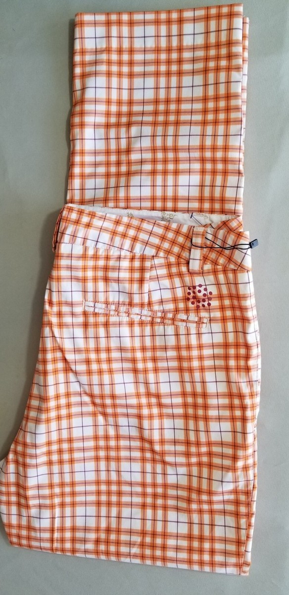 PUMA CELL Men Lightweight Polyester Golf Pant 34x32 Orange White Check 562648 eBay