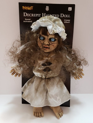 Spirit Halloween Decrepit Haunted Doll Little Girl 15" Scary Decoration ...