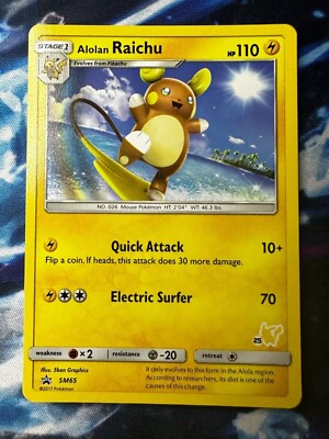 Alolan Raichu #25 SM65 Black Star Promo Pikachu Stamped Pokemon TCG ...