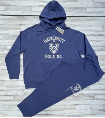 SET Polo Ralph Lauren U Of Polo RL Hoodie Jogger Blue Big And Tall Size ...