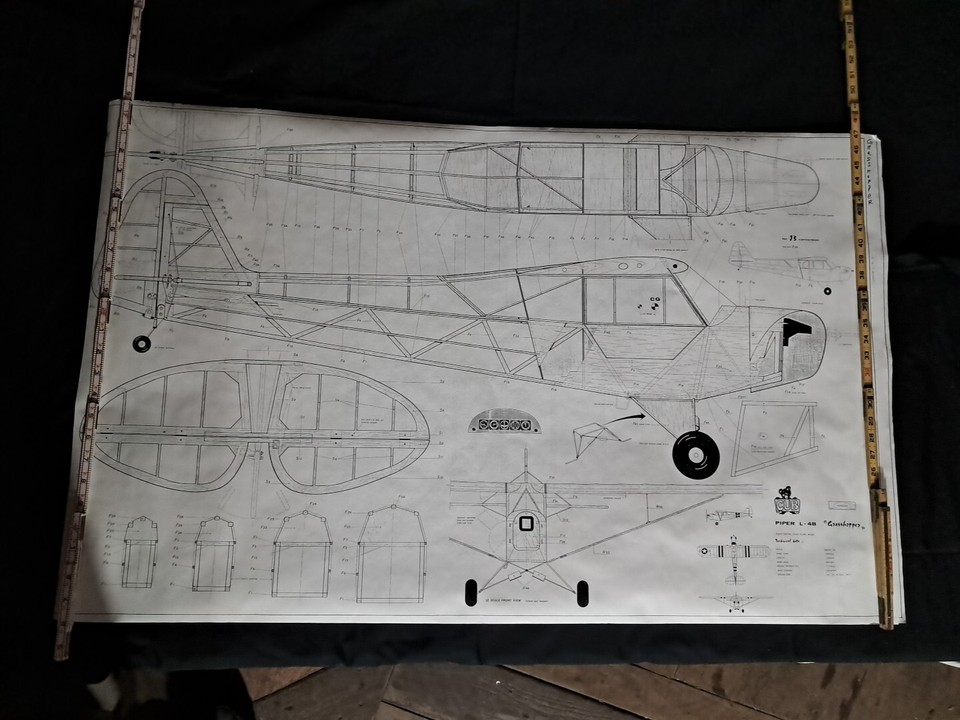 Model Airplane Large Printed Plan RC Scale Plane Drawing Piper L-4b P15 ...