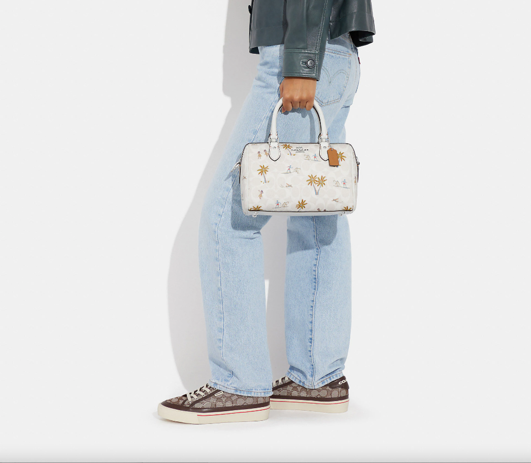 NWT Coach Rowan Satchel In Signature Canvas With Hula Print NWT Coach Rowan Satchel In Signature Canvas With Hula Print