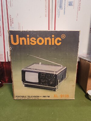 Vintage Unisonic XL-911B Portable Black/White TV/AM-FM Radio - complete ...