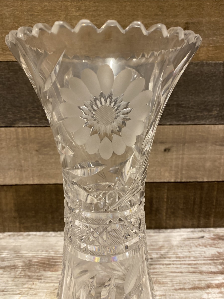 Etched Lead Crystal Vases