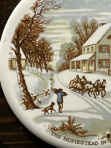 Currier And Ives Ceramic & Wood Plaque Handcrafted Jerry Schultz Co ...