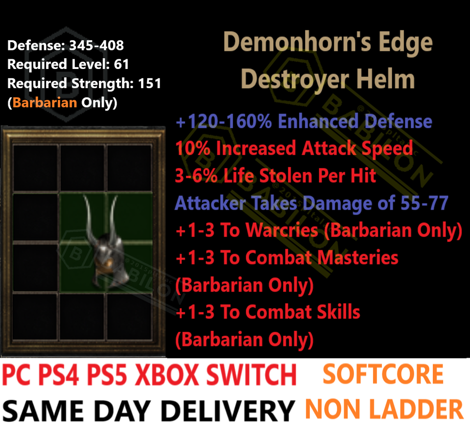PC PS4 PS5 XBOX SWITCH NON-LADDER All Uniq Helms DIABLO 2 RESURRECTED ...