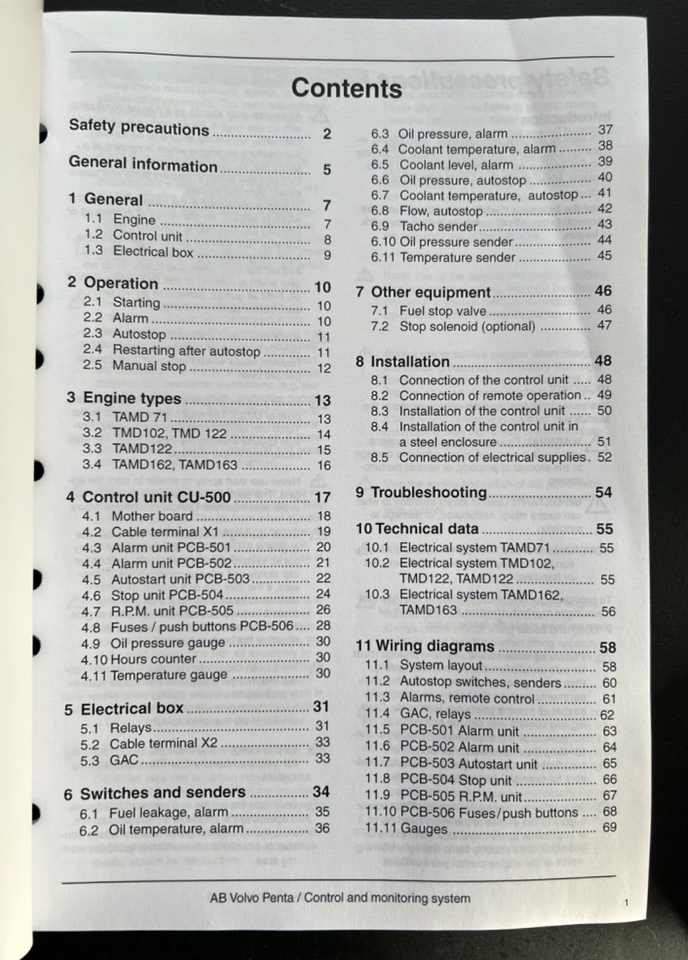 Volvo Penta Engine Manual TAMD71B TMD102A TMD122A TAMD122A TAMD162C ...