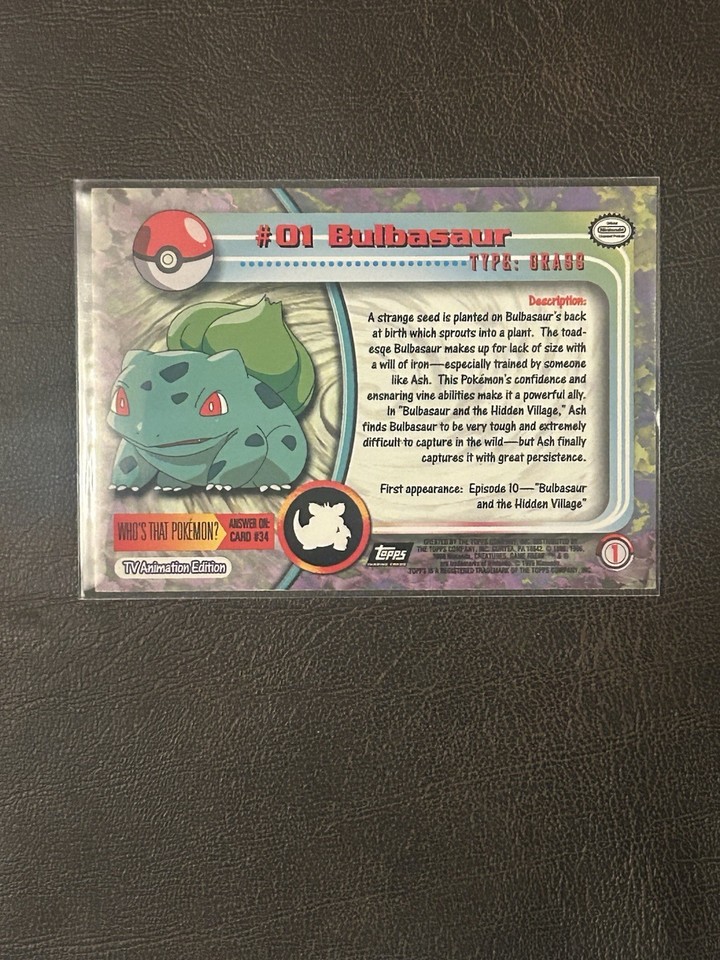 #01 Bulbasaur Pokemon TV Top Animation Series 1 Card Vintage | eBay