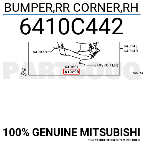 6410C442 Genuine Mitsubishi BUMPER,RR CORNER,RH | eBay