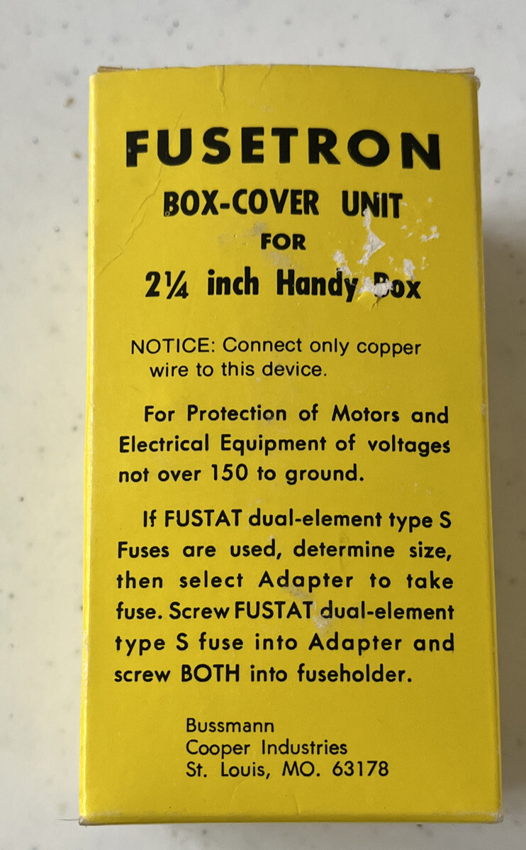 BUSSMANN FUSETRON SRU BOX-COVER UNIT FOR 2-1/4" HANDY BOX | eBay