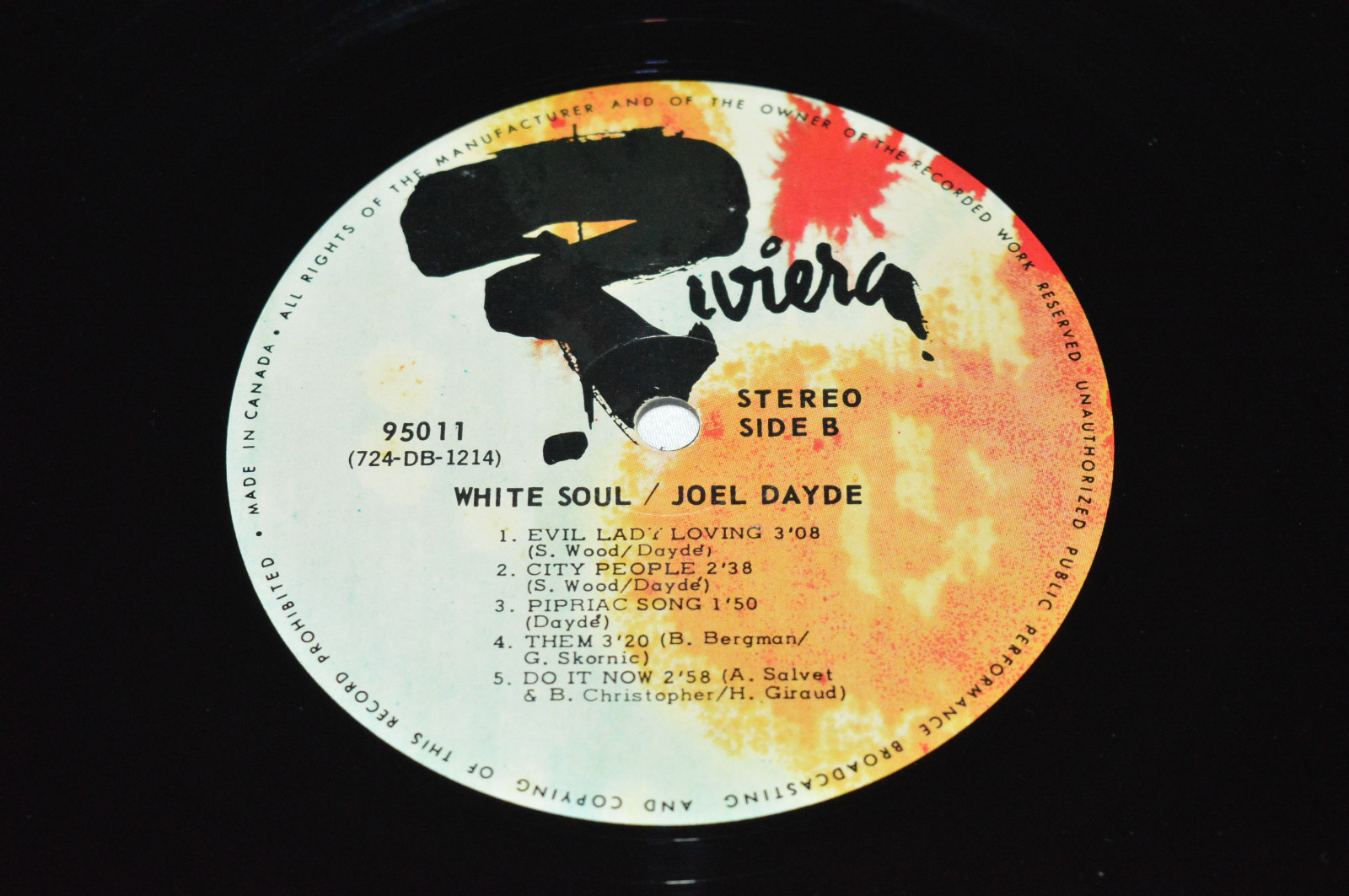 JOEL DAYDE White Soul LP 1972 Riviera Records Canada 95011 VG/VG Psych ...