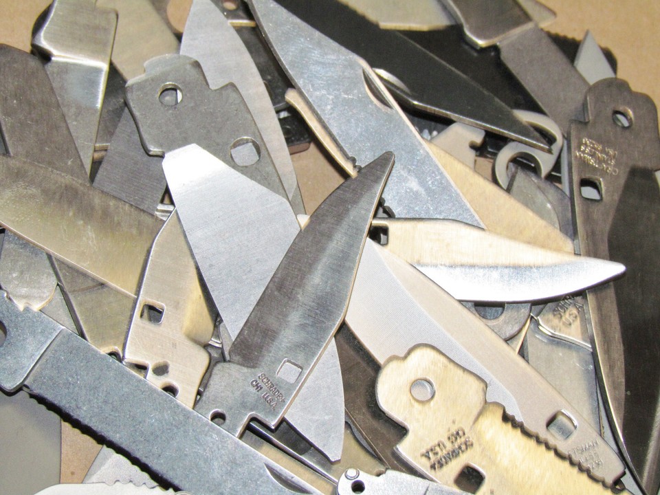 40 mixed USA made pocket knife blades only knifemaking parts lot A4 | eBay