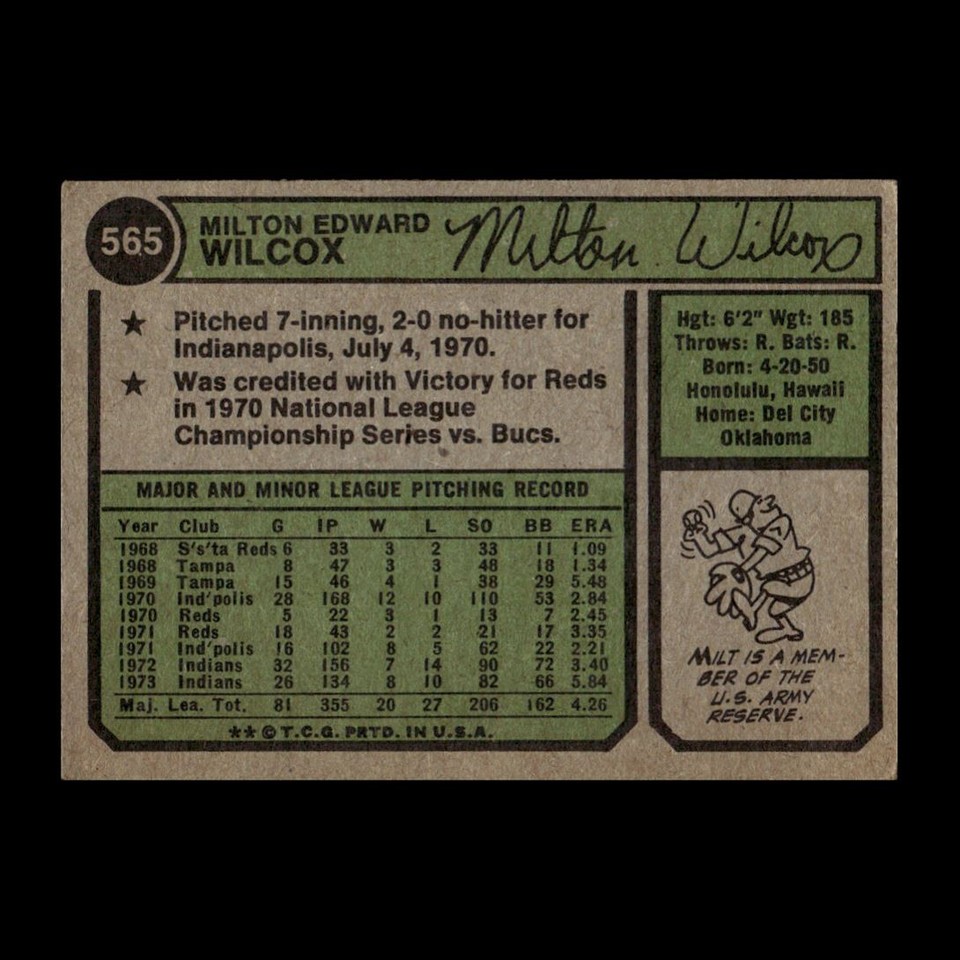 Milt Wilcox 1974 Topps Cleveland Indians #565 Nice! 2 | eBay
