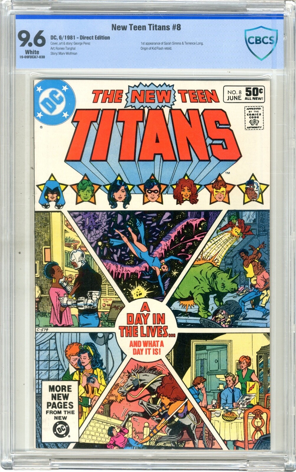 New Teen Titans #8 CBCS 9.6 NM+ White pgs 6/81 1st App. Sarah Simms ...
