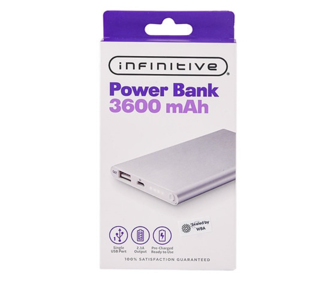 Infinitive Power Bank 3600 mAh & 2.0 USB-A to USB-C Cable 9ft for sale ...