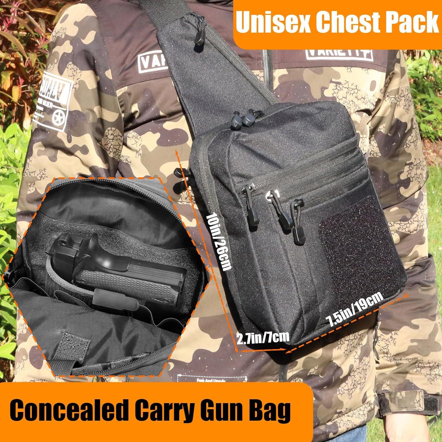 Concealed Carry Crossbody Gun Bag Tactical Sling Shoulder Chest Pack ...