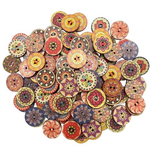 180-Pcs 3/4" Mixed Vintage Flower Wooden Buttons | Bulk Assorted Colors ...