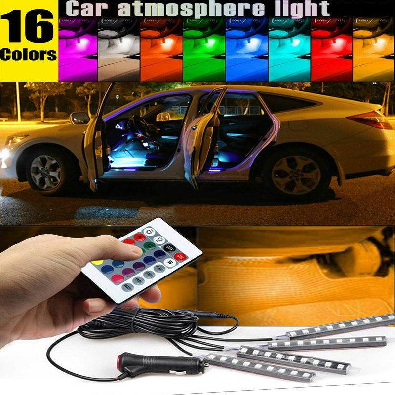RGB LED Car Interior Accessories Floor Decorative Atmosphere Strip Lamp ...