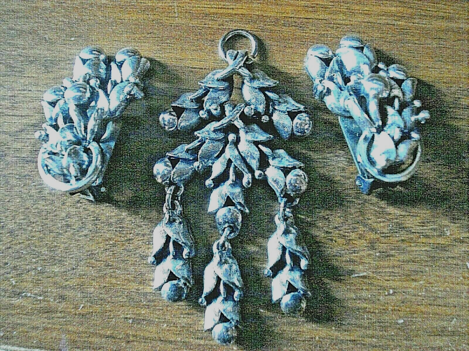RARE Beautiful Signed TORTOLANI Silver Pendant & Matching Clip earring ...