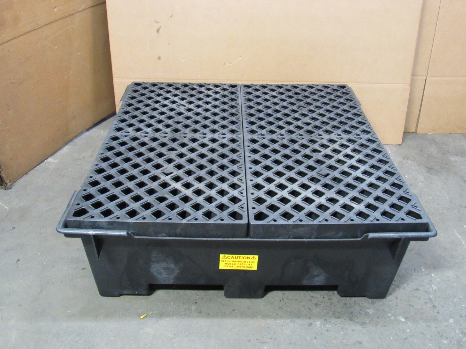 LOT OF 5 GLOBAL 4 BARREL DRUM SPILL CONTAINMENT SUMP SKID W/ DECK ...