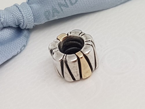 Authentic Pandora Two Tone Silver & 14ct 14k Gold Triangles Charm ...