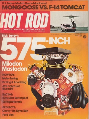 HOT ROD Magazine September 1975 - 575 inch Milodon Mastodon / Mongoose ...