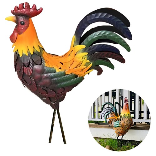 Iron Rooster Sculpture Metal Rooster Décor Lifelike Metal Rooster ...