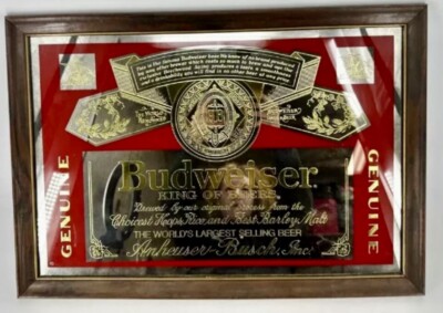 Vintage Large 1876 Anheuser-Busch Inc. Budweiser Mirrored Advertising ...