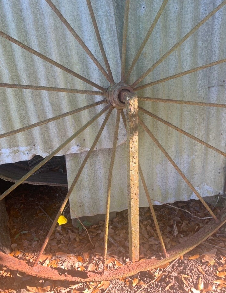 Lot Of 2 Large 55 Inch Antique Metal Iron Wagon Wheel Yard Art, Read ...