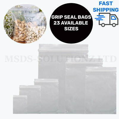 Zipper Bags Self Resealable Clear Polythene Grip Seal Bags Poly Plastic ...