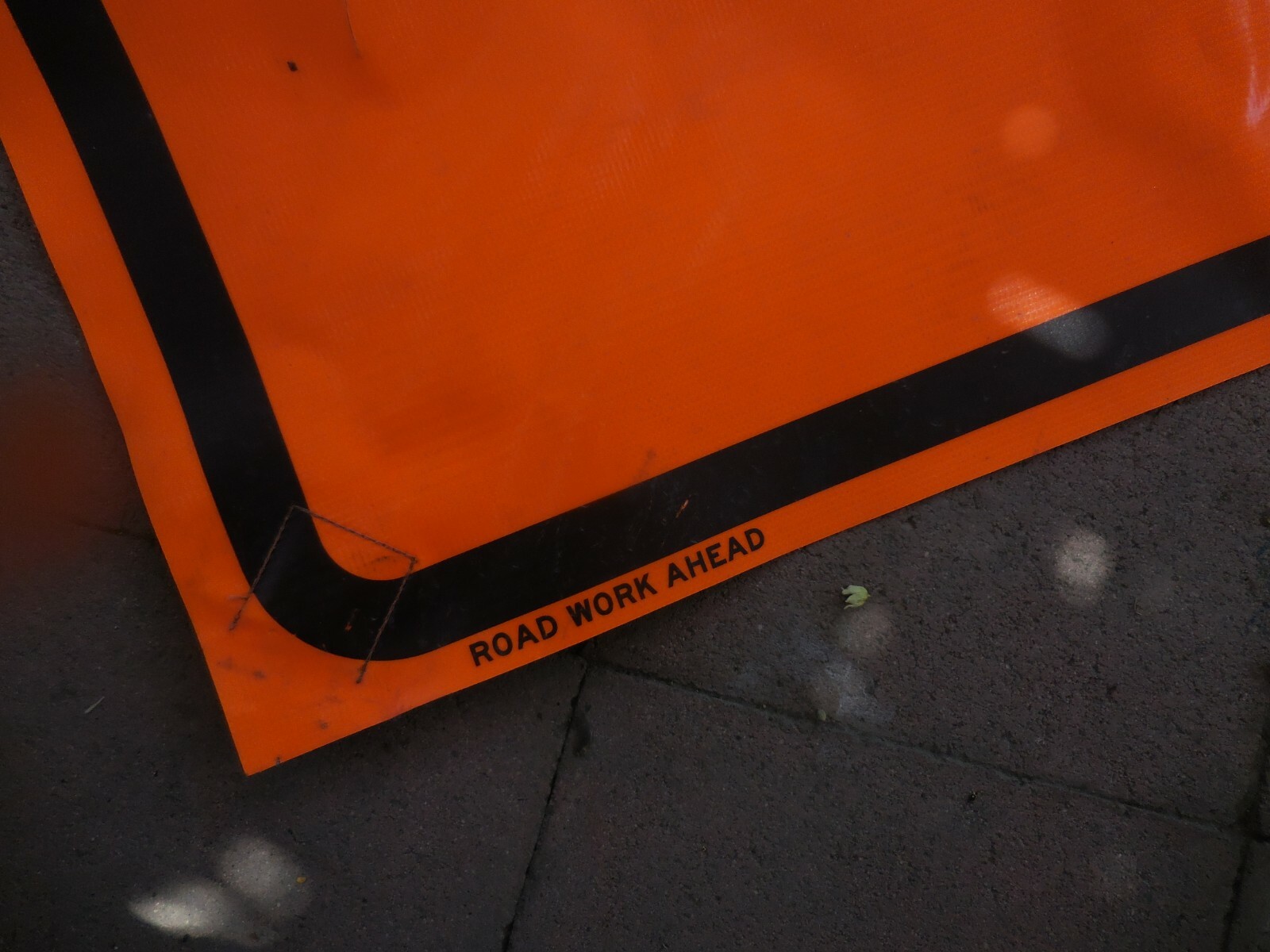 Vintage Authentic Large Vinyl Street Sign, ROAD WORK AHEAD measures 68 ...