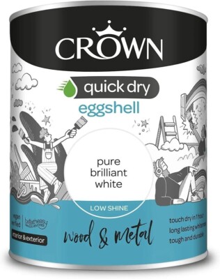 Crown Quick Dry Eggshell Brilliant White Wood & Metal Interior Exterior ...
