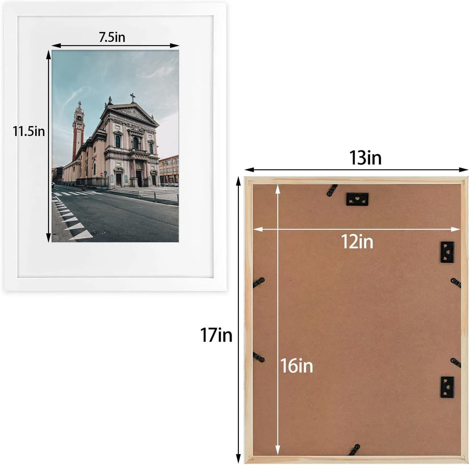 , Wall Photo Frame Collection, 12X16 Photo Wood Frame with White Mat ...
