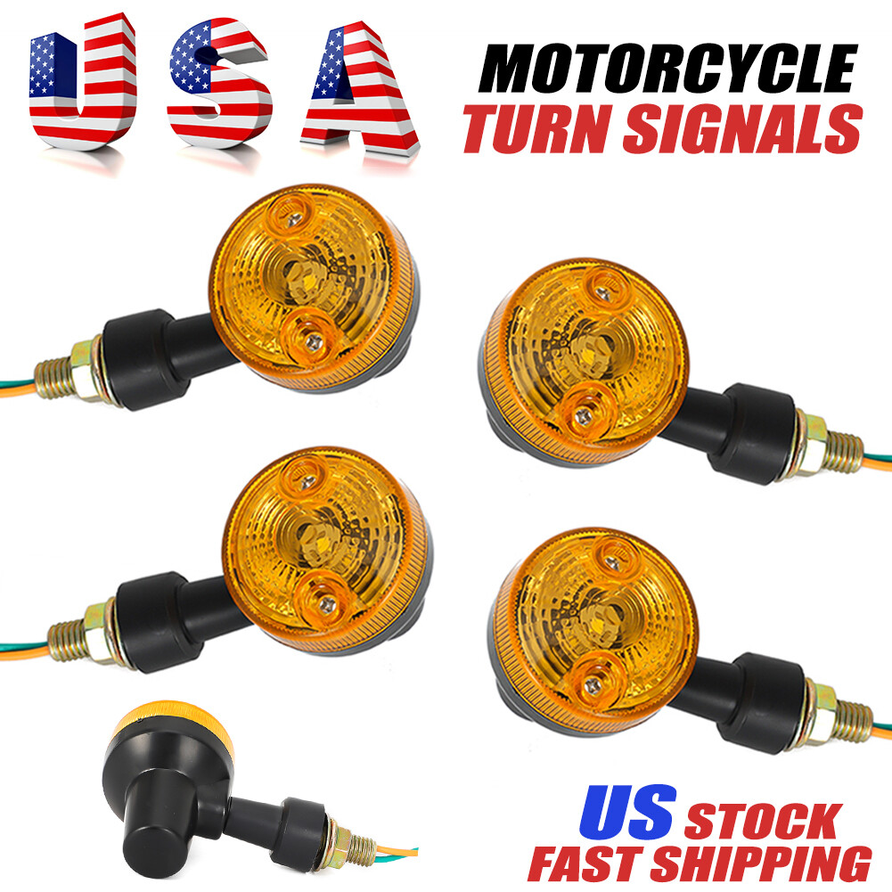 4 PCS AMBER LED INDICATORS 6V TURN SIGNAL LIGHT MOTORCYCLE BLINKER ...