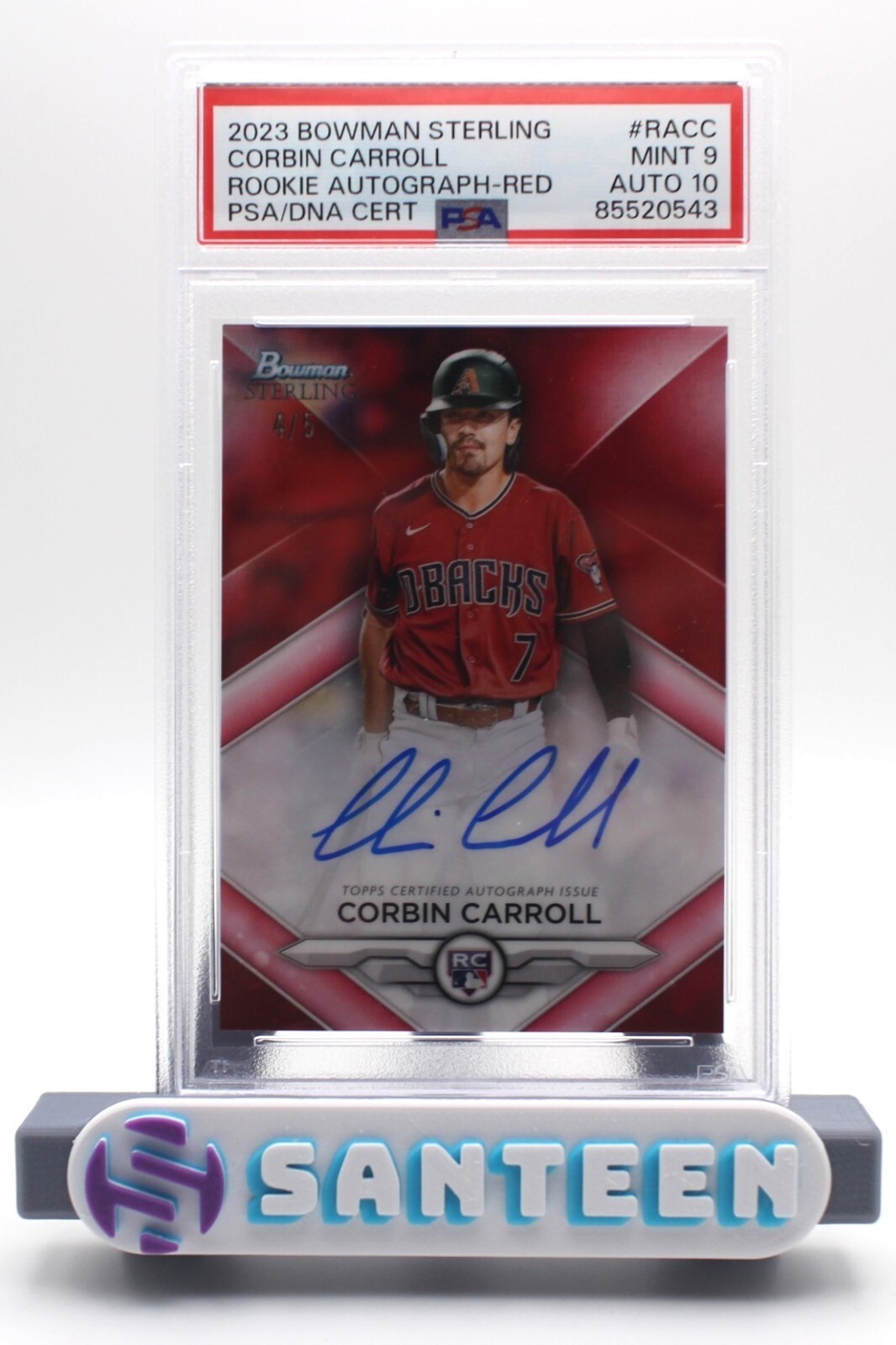2023 Bowman Sterling Corbin Carroll RC /5 RED Auto DIAMONDBACKS PSA 9/ ...