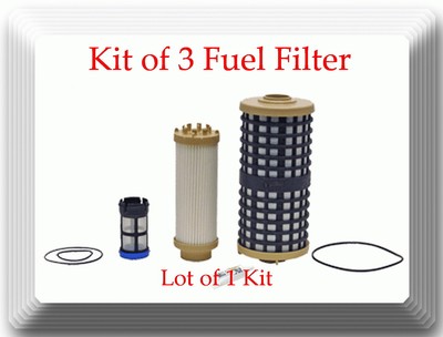 3 Fuel Filter Kit 33849 Fits Detroit Diesel DD13 DD15 DD16 Freightliner ...