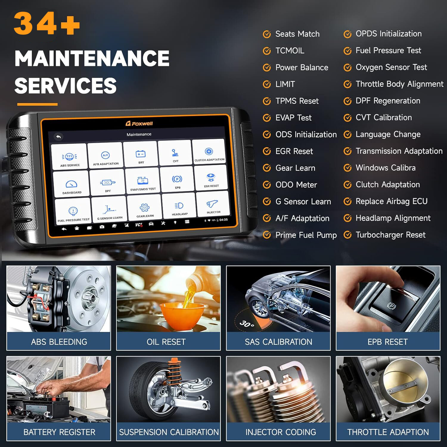 FOXWELL GT75 PRO AUTO VIN ECU Coding ALL System Car Diagnostic Scan Pad ...