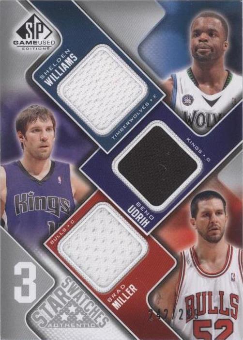 2009-10 SP Game Used - 3 Star Swatches Brad Miller, Beno Udrih, Shelden ...