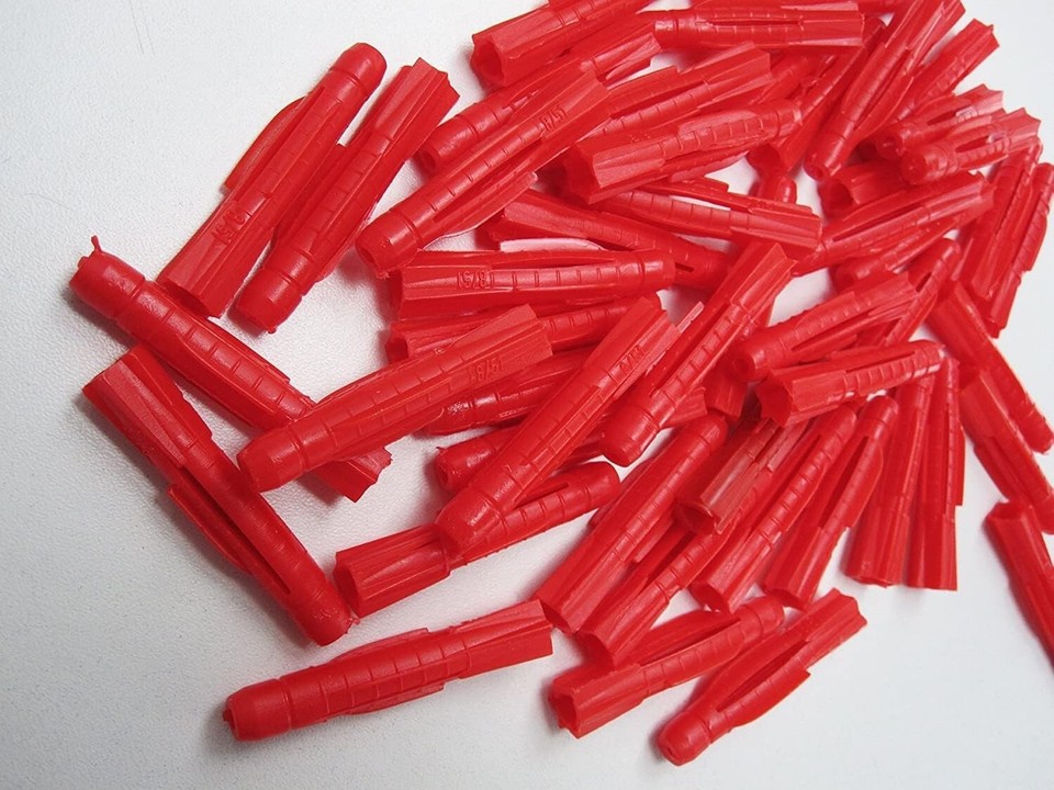 100 Pack of Wall Plug Plastic Expansion Wall Fixings Fischer Raw Plugs ...