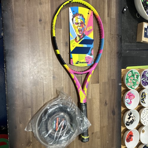 New Babolat Pure Aero Rafa Origin 4 3/8 & Free Reel Yonex Poly Tour ...