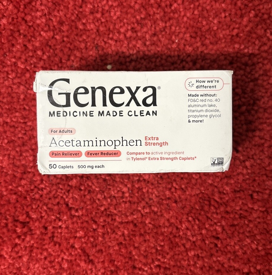 2x GENEXA EXTRA STRENGTH ACETAMINOPHEN PAIN RELIEVER 100 CAPLETS 2 ...