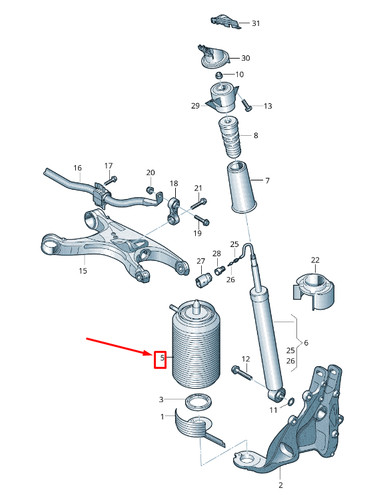NEW AUDI A6 AVANT C7 REAR RIGHT SUSPENSION AIR SPRING 4G0616002T ...