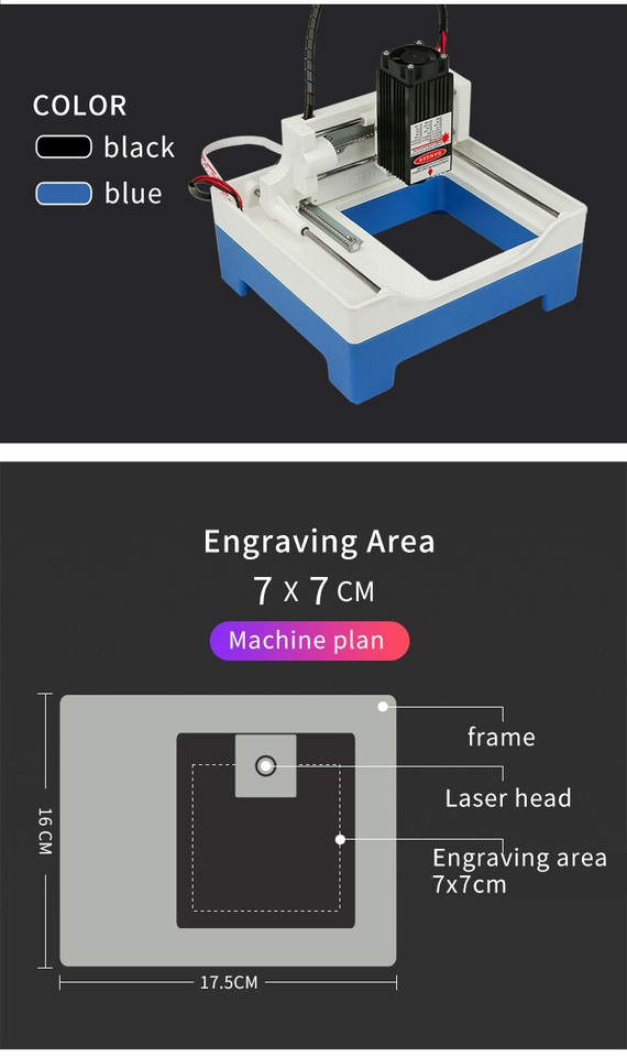 Small Laser Engraving Machine 7x7cm Working Area Mini DIY Engraving ...