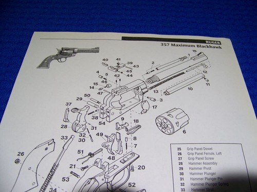 RUGER MAXIMUM BLACKHAWK & BEARCAT 22 REVOLVER..LEGEND/EXPLODED VIEW ...