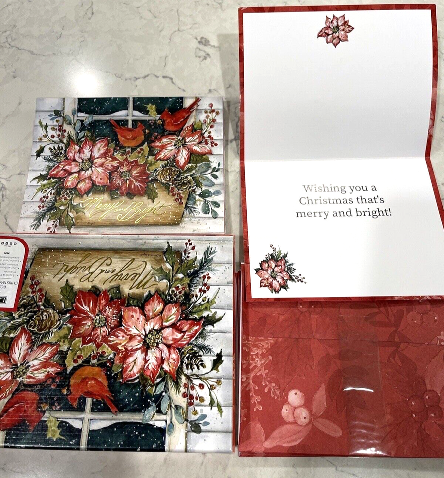 LANG CHRISTMAS GREETING CARDS Boxed "MERRY & BRIGHT" SUSAN WINGET 18 ...