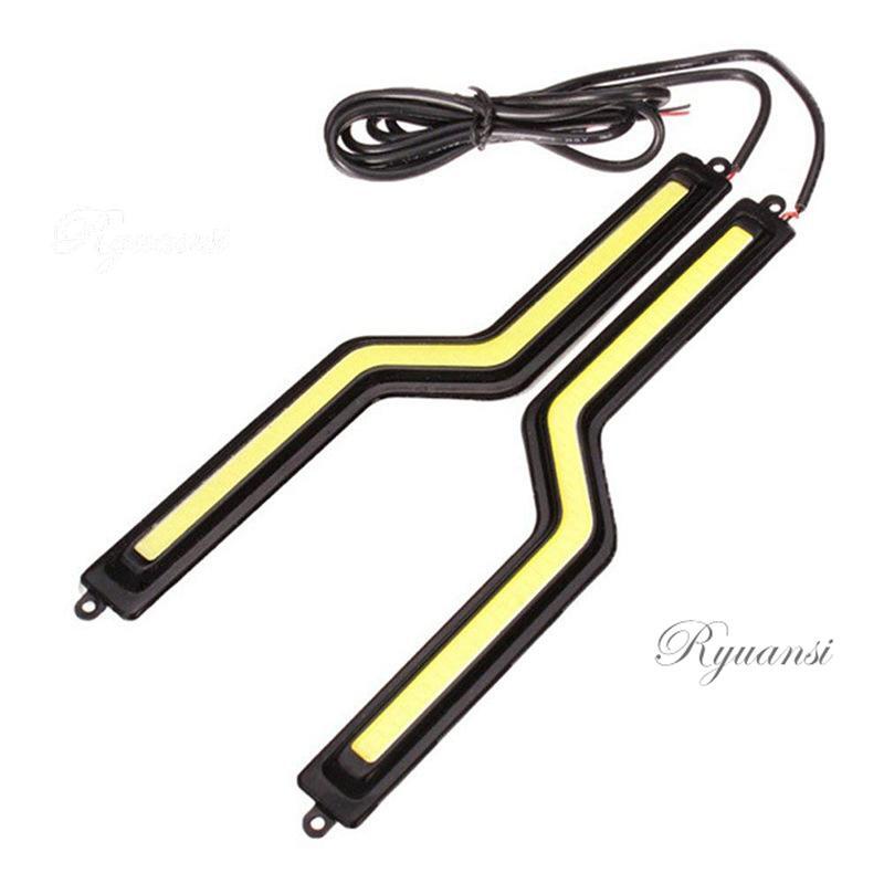 2Pcs White Z Shape COB LED Car DRL Driving Daytime Running Lamp Fog ...